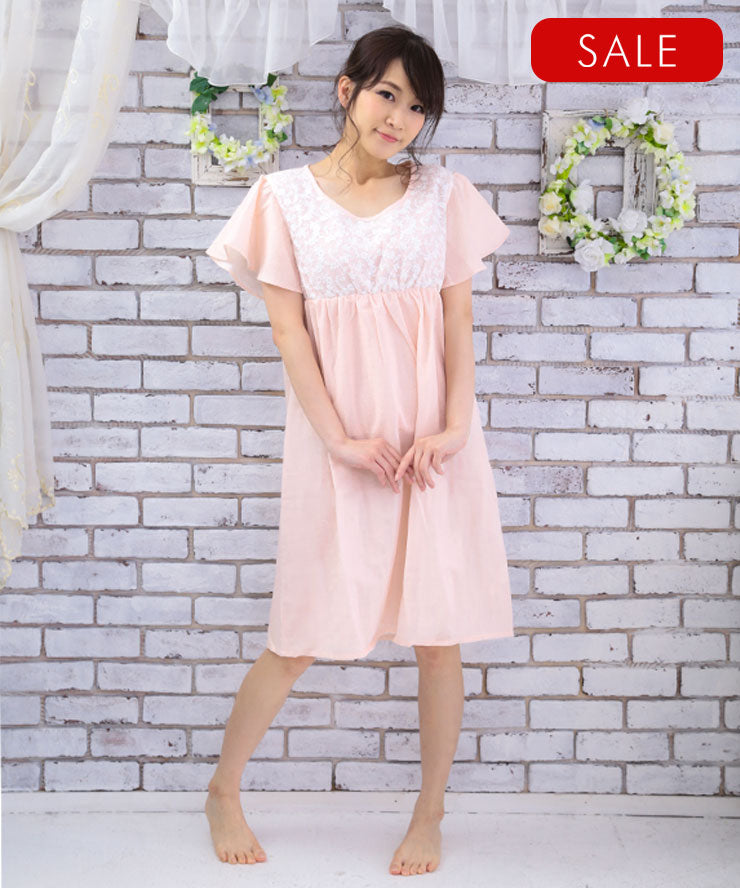 レディース パジャマ ネグリジェ 半袖 女性 夏 綿100% ダブルガーゼ 夏